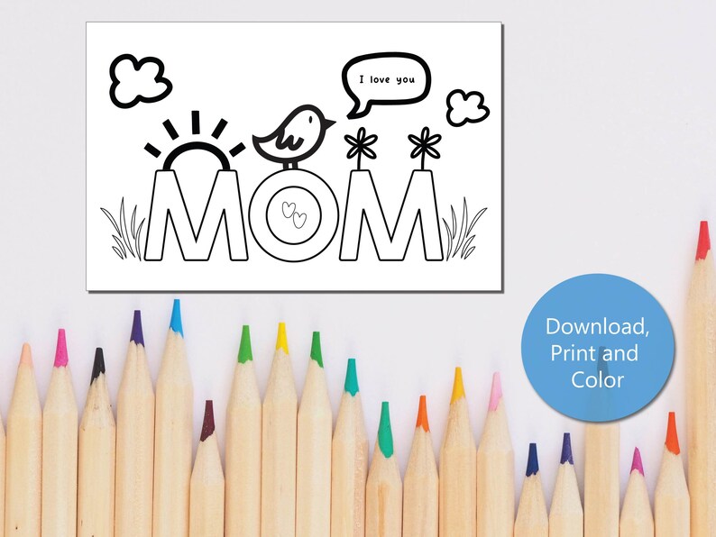 Colorable Greeting Card, Printable Cards for Mom, DIY Printables ...