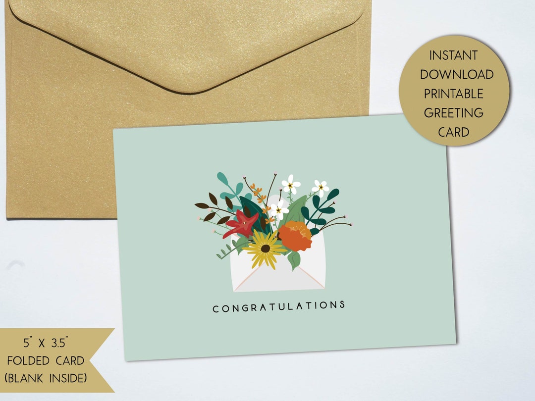 Congratulations Card, All Occasion Card, Printable Card, Envelope ...