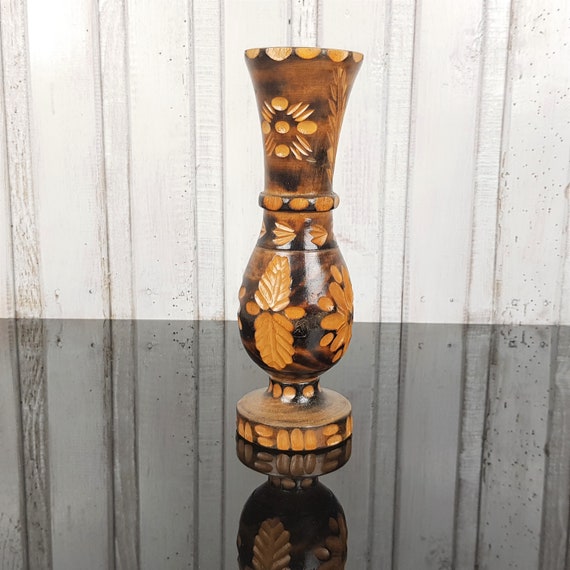 Vases Home Décor wooden carved vase rustic wooden vase rustic decor ...