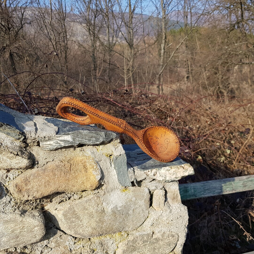 Wooden Spoon, Vintage Handmade Wooden Spoon, Hand Carved Spoon, Kitchen ...