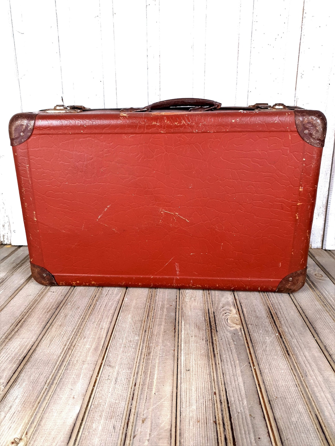 Vintage Brown Cardboard Suitcase: 1950s Travel Luggage - Etsy
