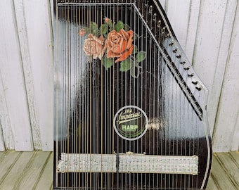 Antique Mandolin Harp Zither 62 Strings Made in Saxony Germany Original ...