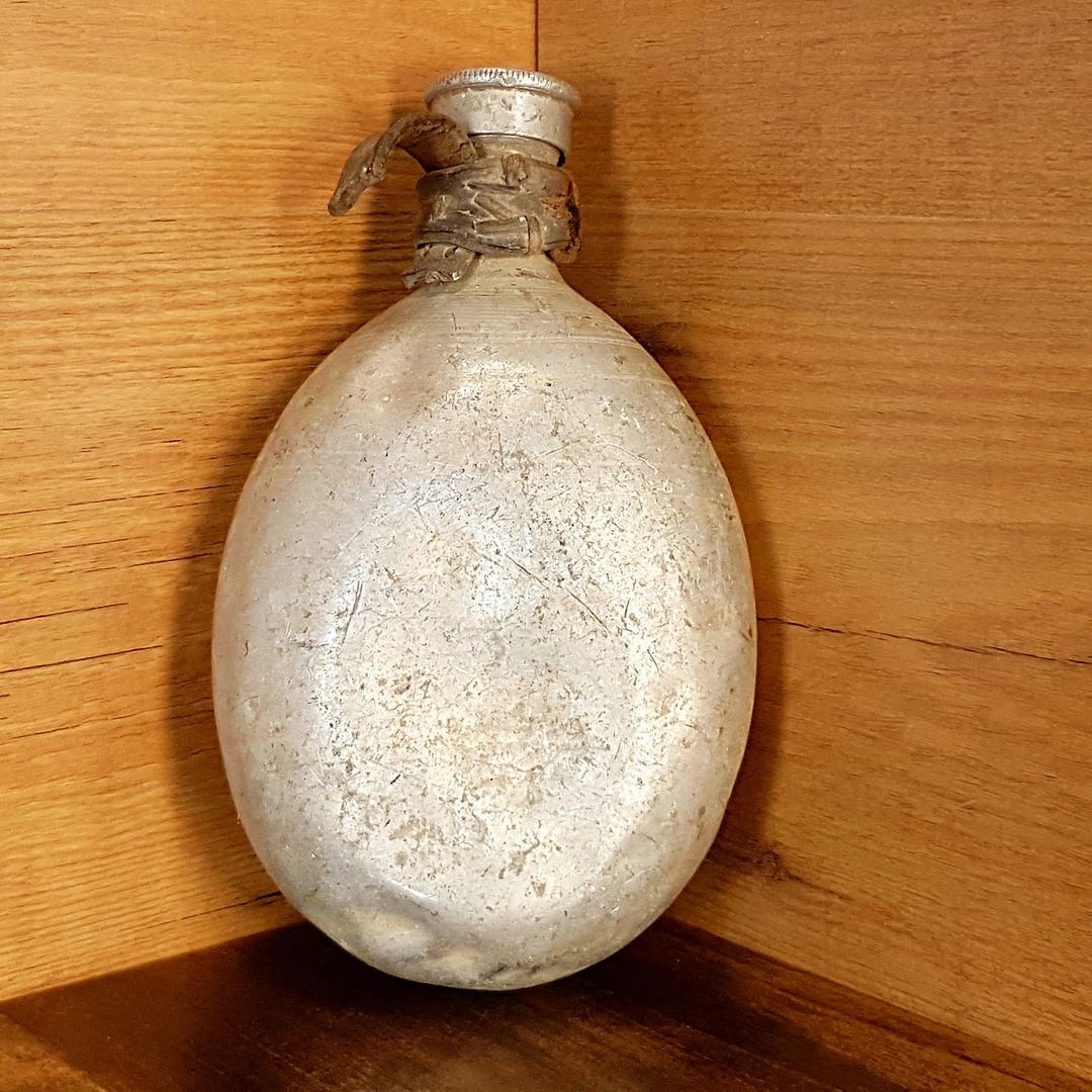 Vintage Flask, Old Aluminum Flask, Aluminum Bottle, Military Flask ...