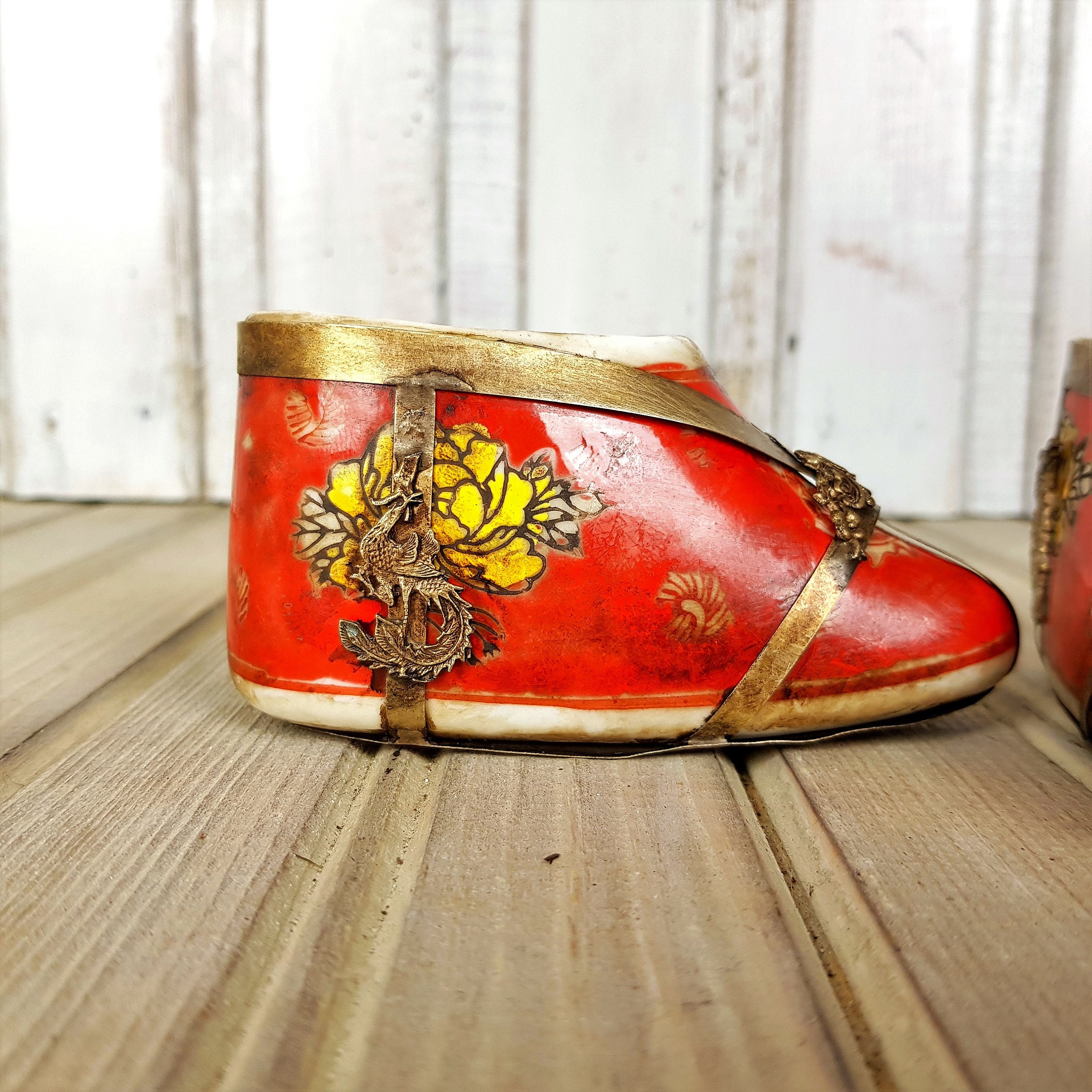 Chinese Handmade Ceramic Shoes Hand-painted Shoes Vintage - Etsy