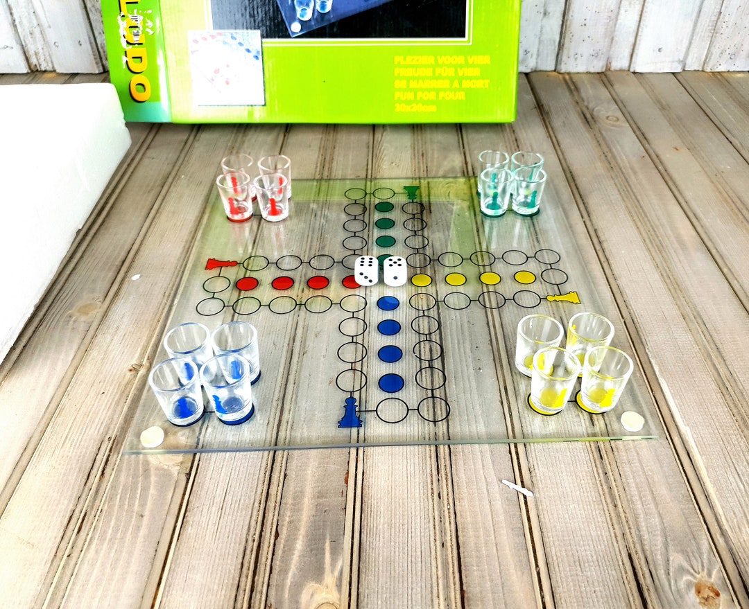 Vintage Dice Game for 2 - 4 Players, Glass Board, Game With Dice ...