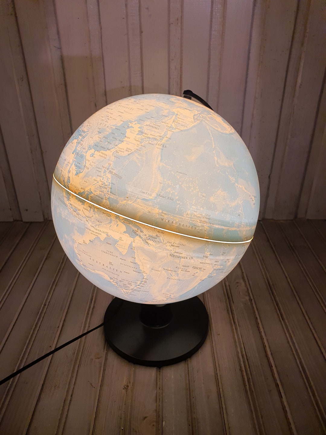 Vintage World Globe Night Light: Luminous Office Lamp (16x24 In) - Etsy