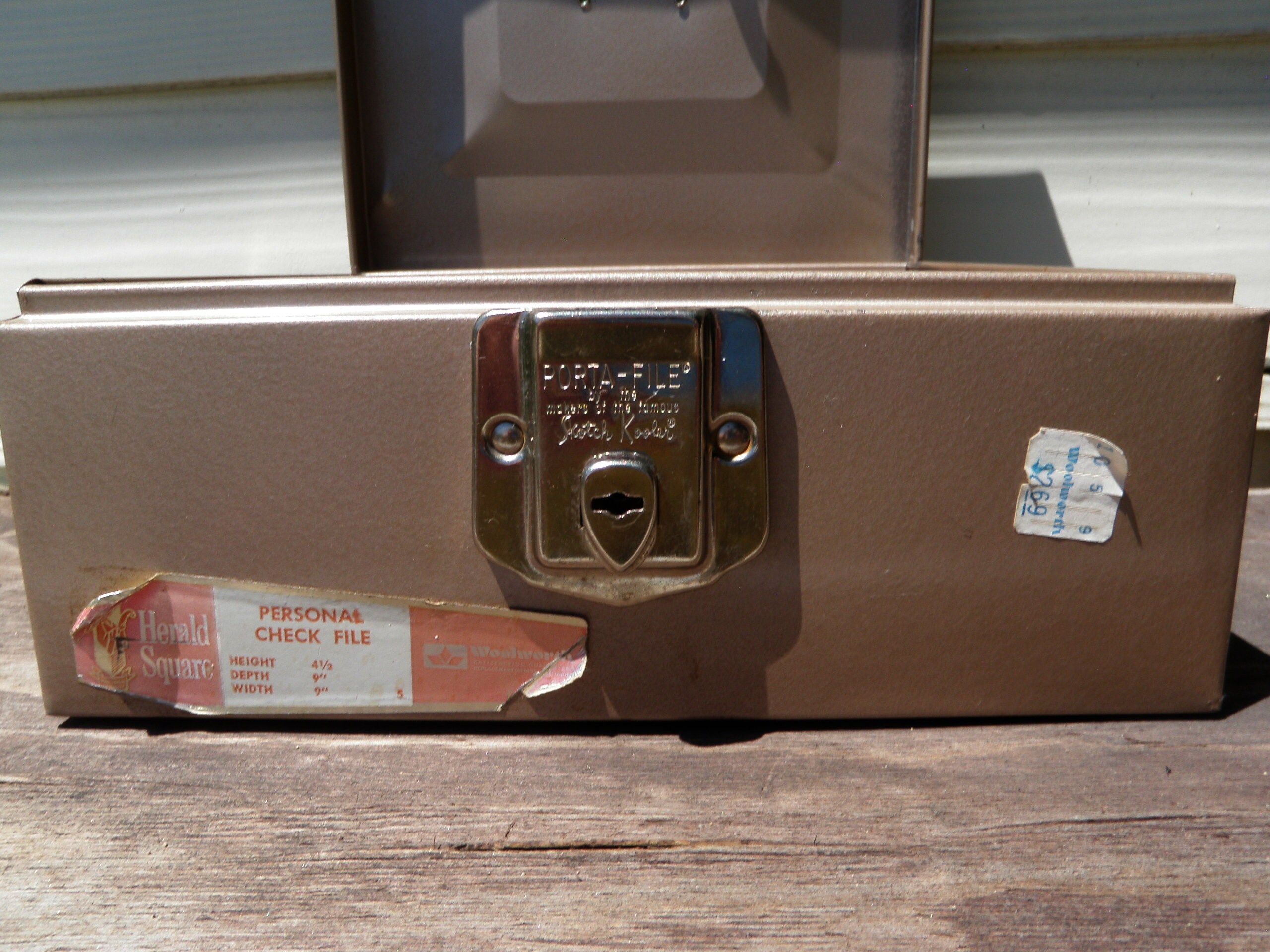 Vintage Porta-file Metal Check Box, Mid Century Woolworth Decor Storage ...