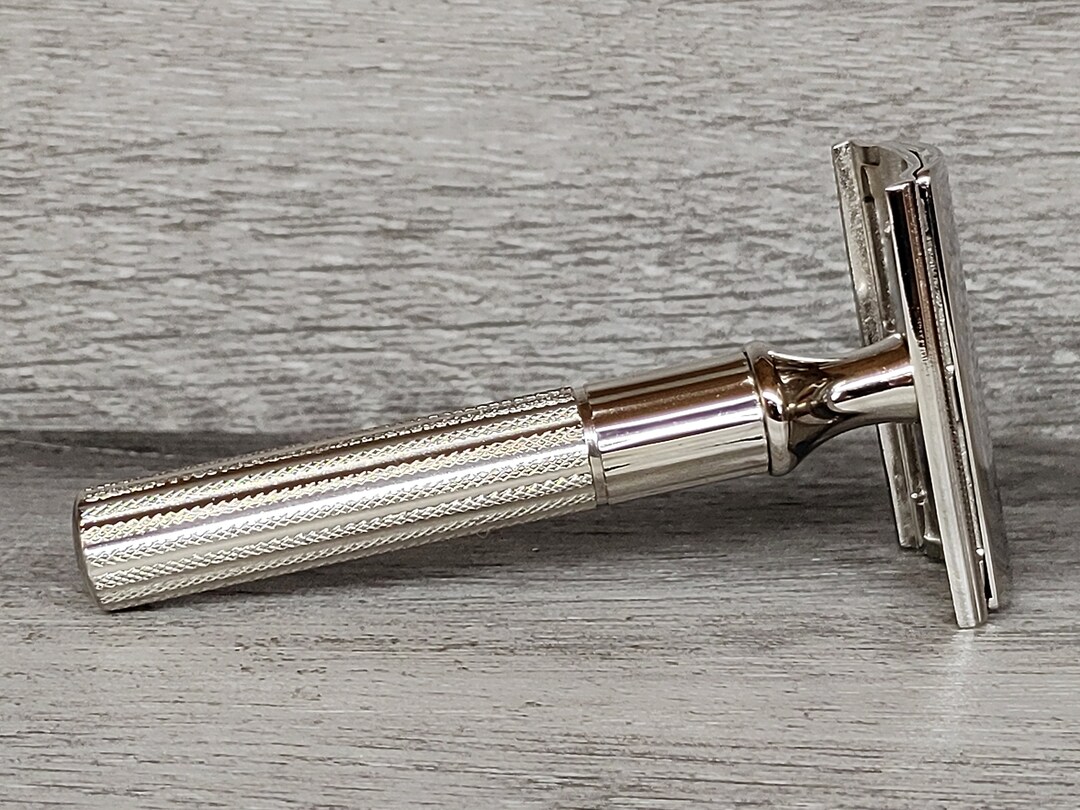 Gillette Post War Fat Handle Tech Vintage Safety Razor Replated Mirror ...