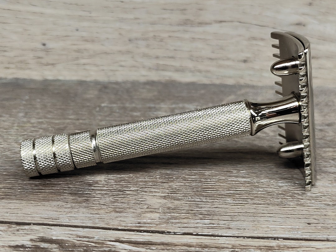 Gillette Old Type Vintage Safety Razor W/hybrid Handle Replated Mirror Nickel Shave Ready It's ...