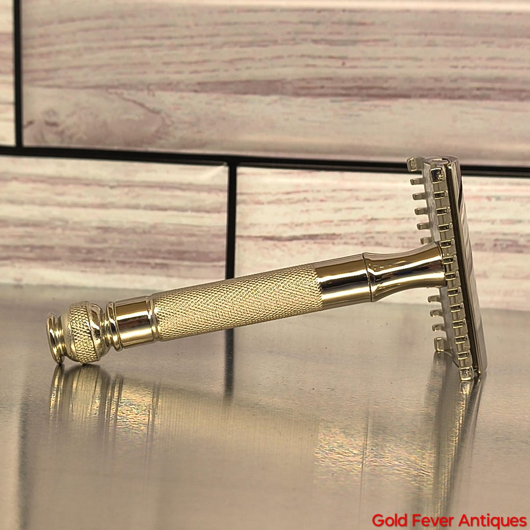 Gillette England RFB Tech Vintage Safety Razor Replated Mirror Nickel ...