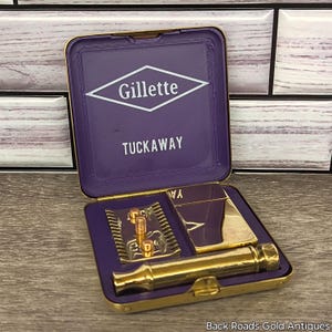 Gillette Tuckaway Set Vintage Safety Razor With Case and Blade Bank ...