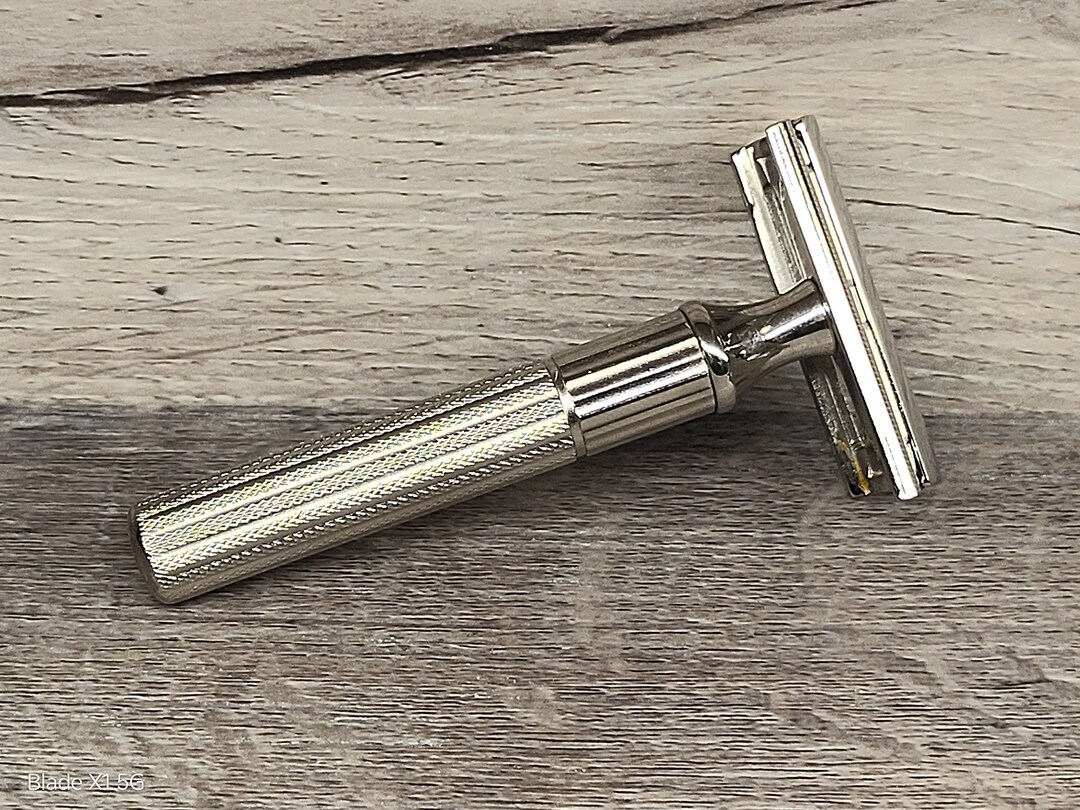 Gillette Post War Fat Handle Tech Vintage Safety Razor Replated Mirror ...