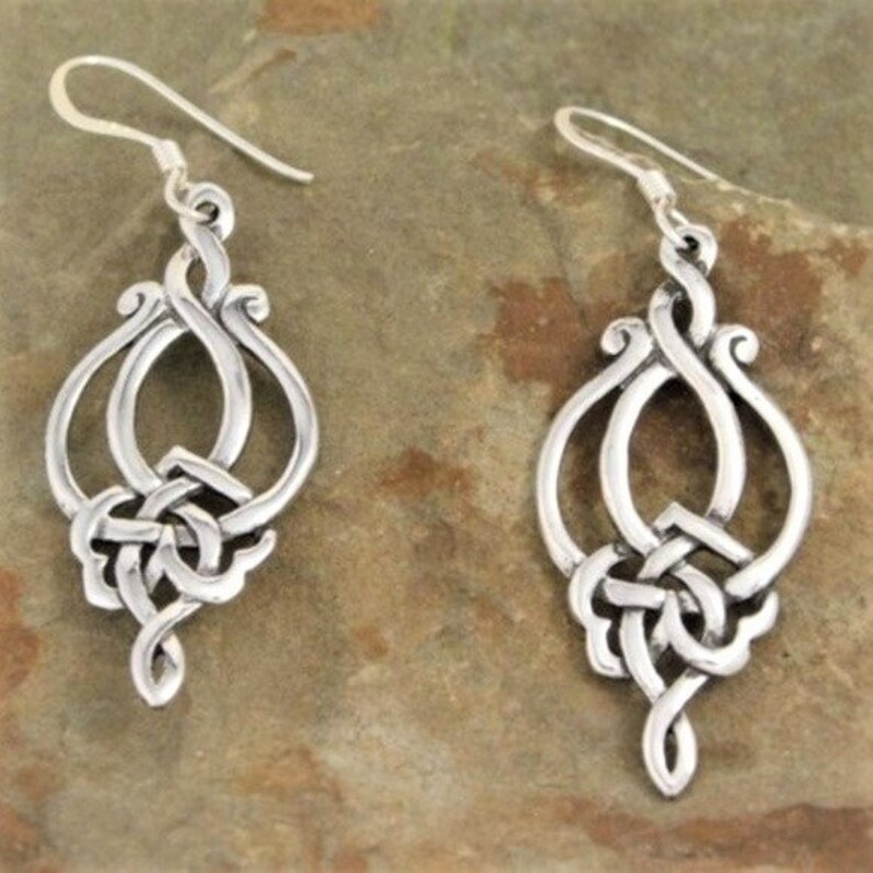 Sterling Silver Irish Scroll & Knot Earrings Celtic Earrings - Etsy