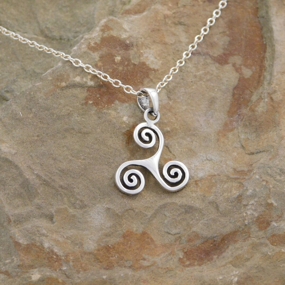 Sterling Silver Celtic Triskele Pendant With Chain Irish Jewelry ...