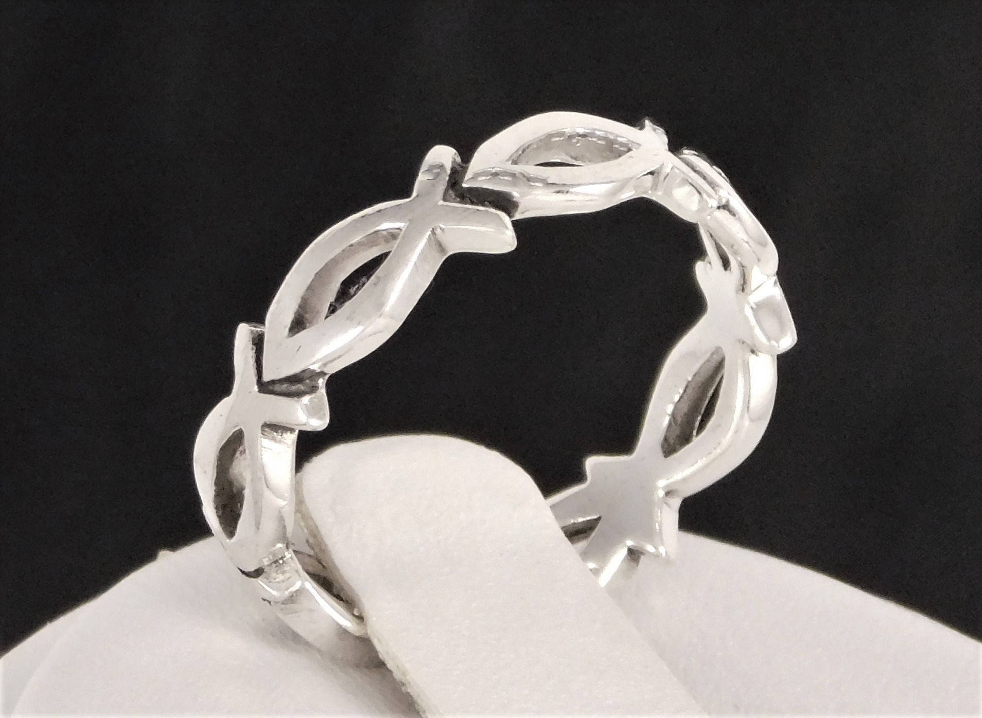 Sterling Silver Ichthus Ring Christian Fish Ring Jesus Fish | Etsy