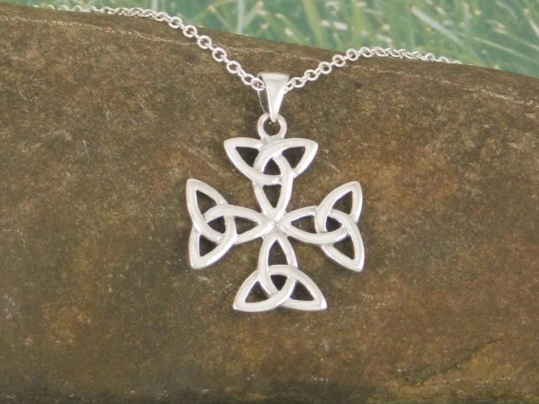 Sterling Silver Trinity Knot Cross Pendant W/ Chain Celtic Irish ...