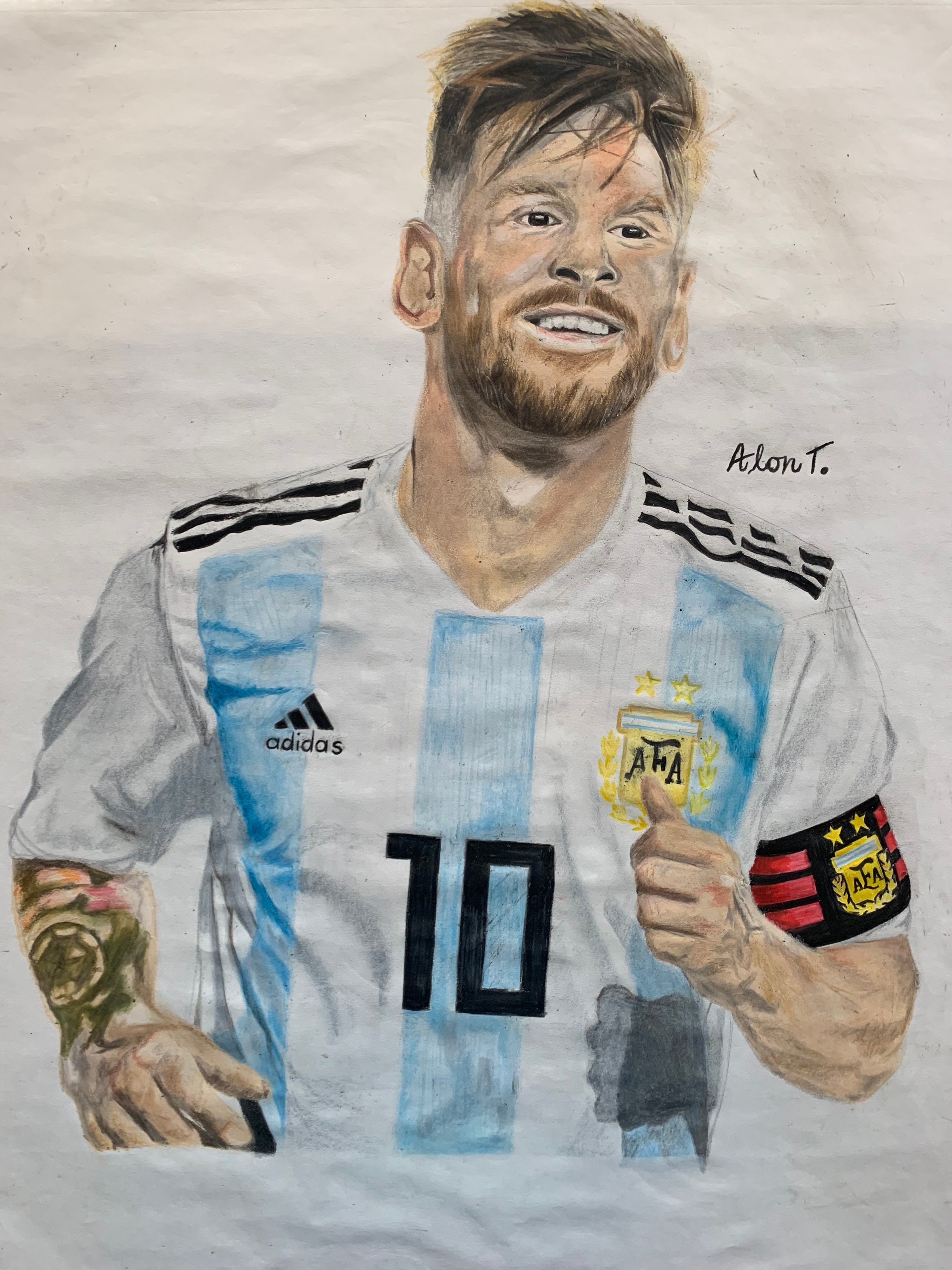 Leo Messi Drawing, Oil Pastels, 20"x18". - Etsy