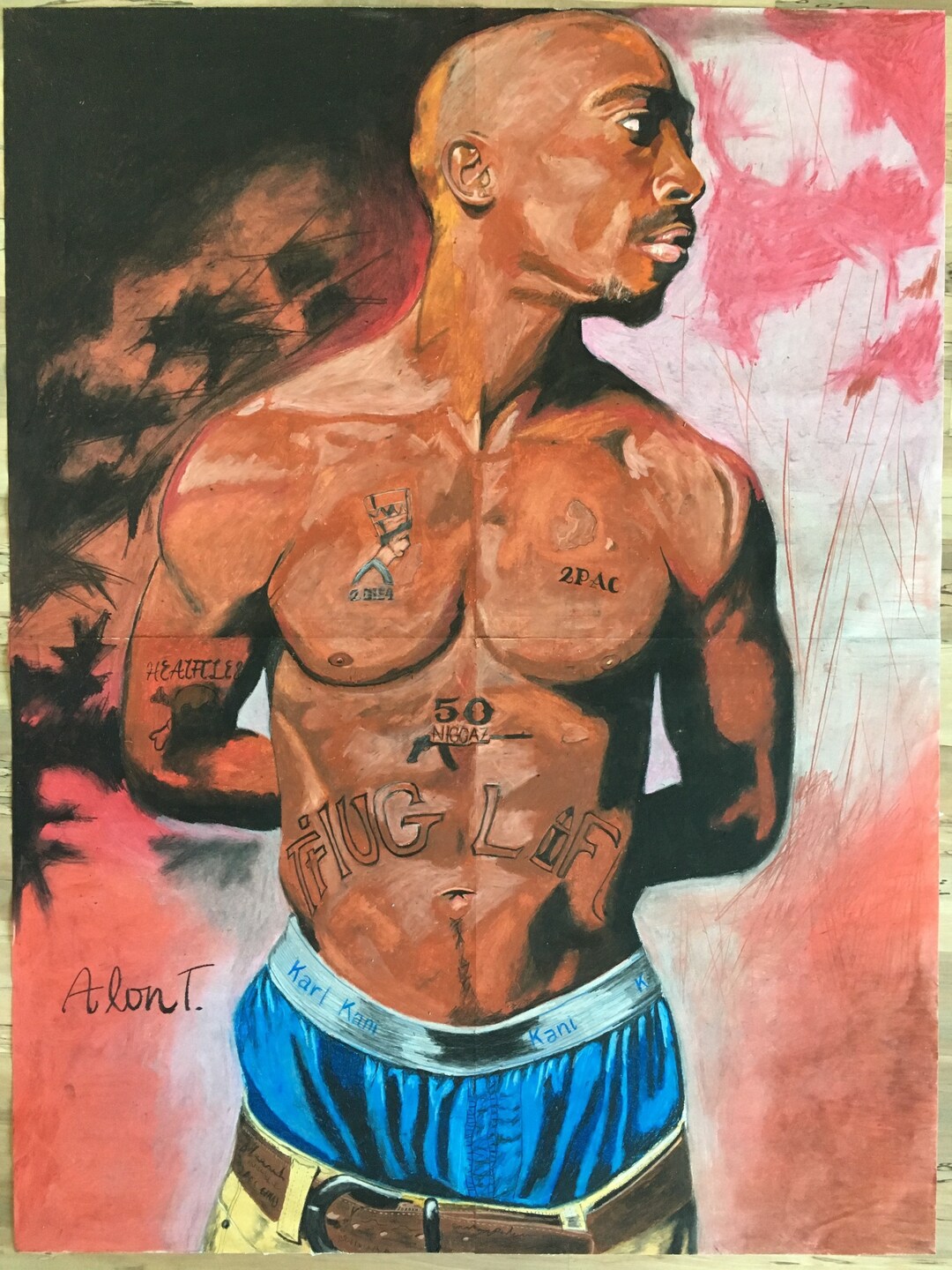 2pac Shakur Original Oil Pastel Drawing 3’x4’ - Etsy