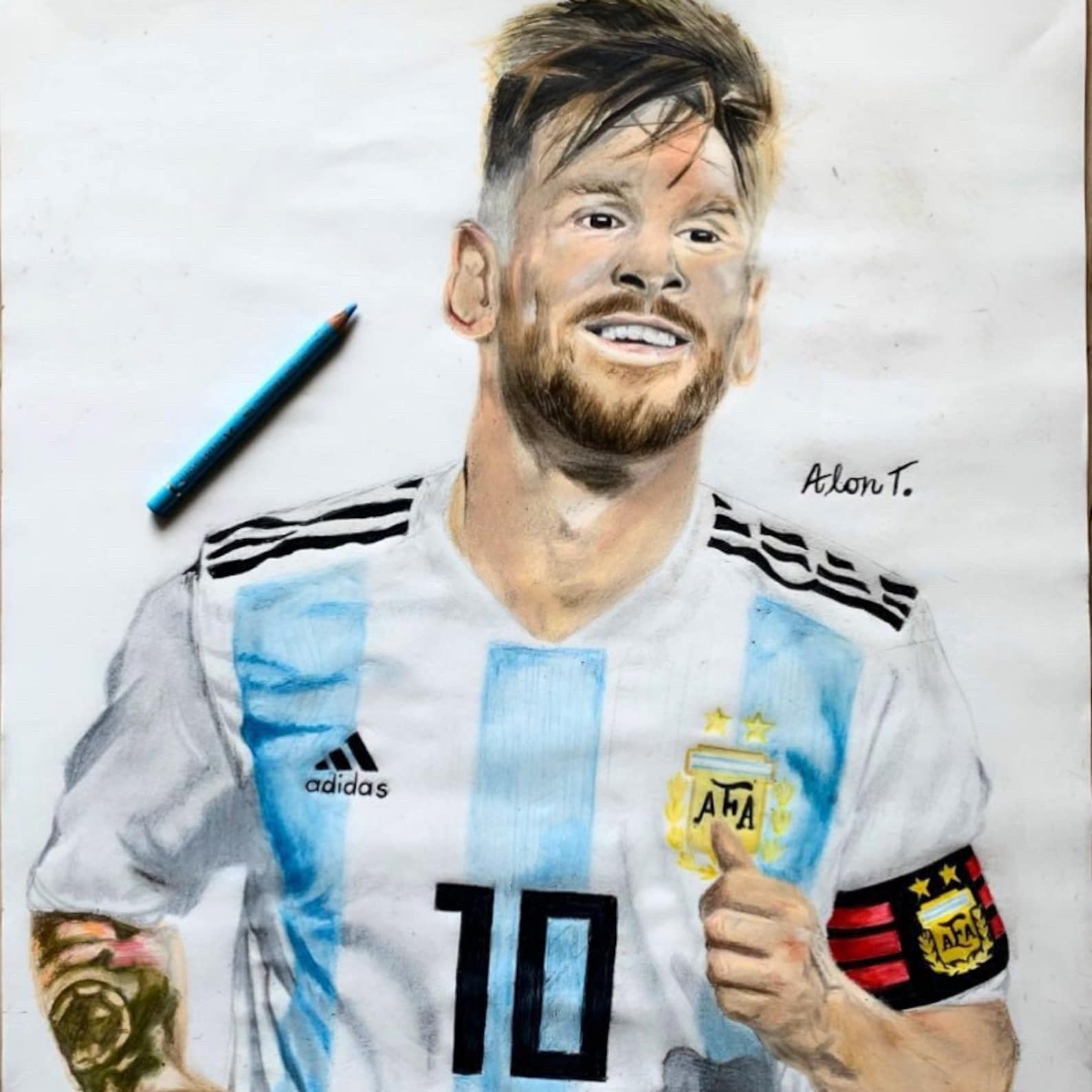Leo Messi Drawing, Oil Pastels, 20x18. - Etsy.de