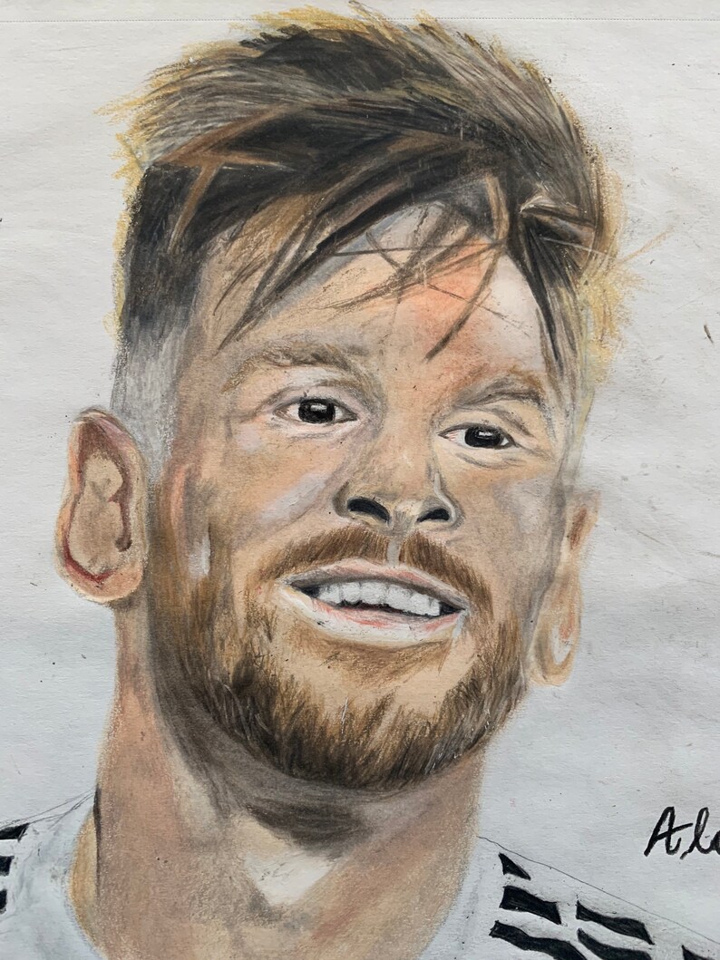 Leo Messi Drawing, Oil Pastels, 20"x18". - Etsy