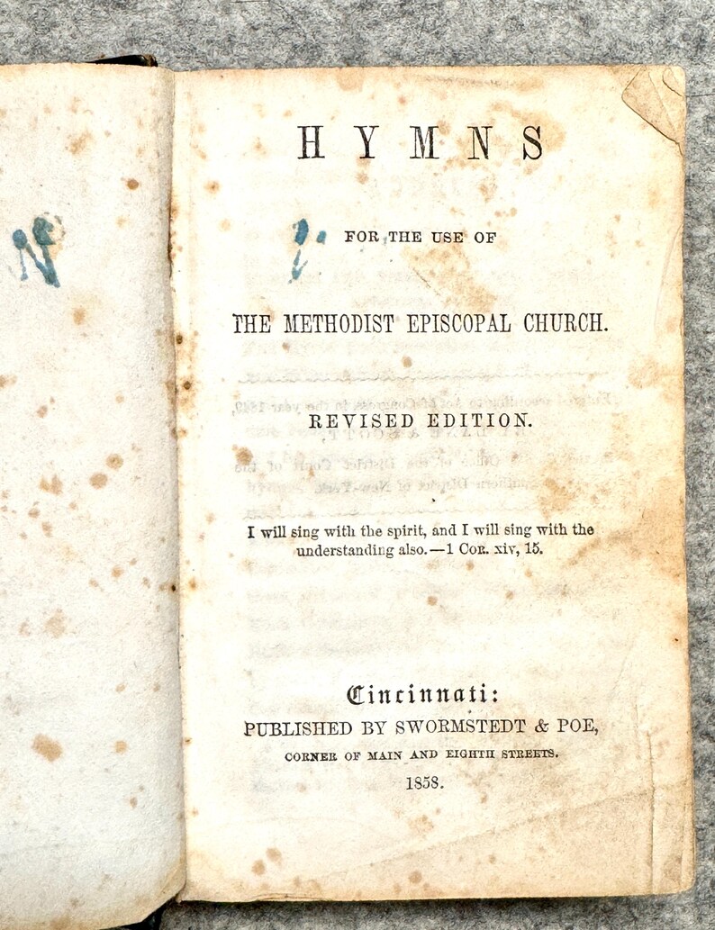 1858 Religion Song Hymn Book; Hymns - Methodist Episcopal Church ...