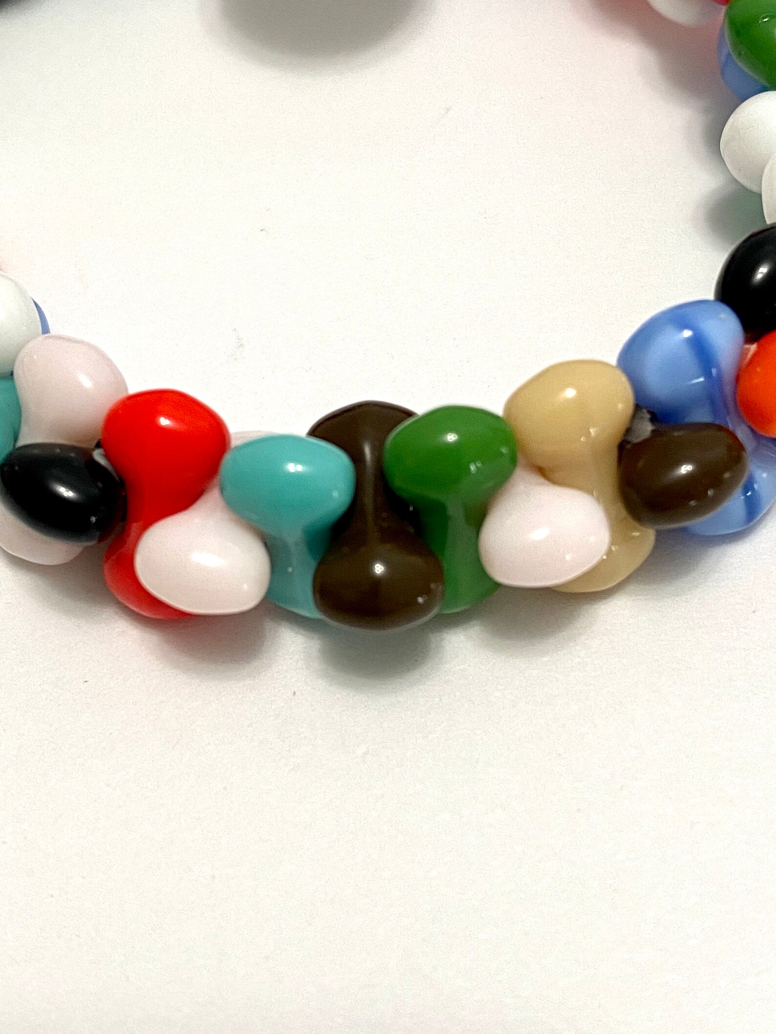 Vintage Multi-colored Glass Barbell Beads, Blue Barbell Beads, White ...