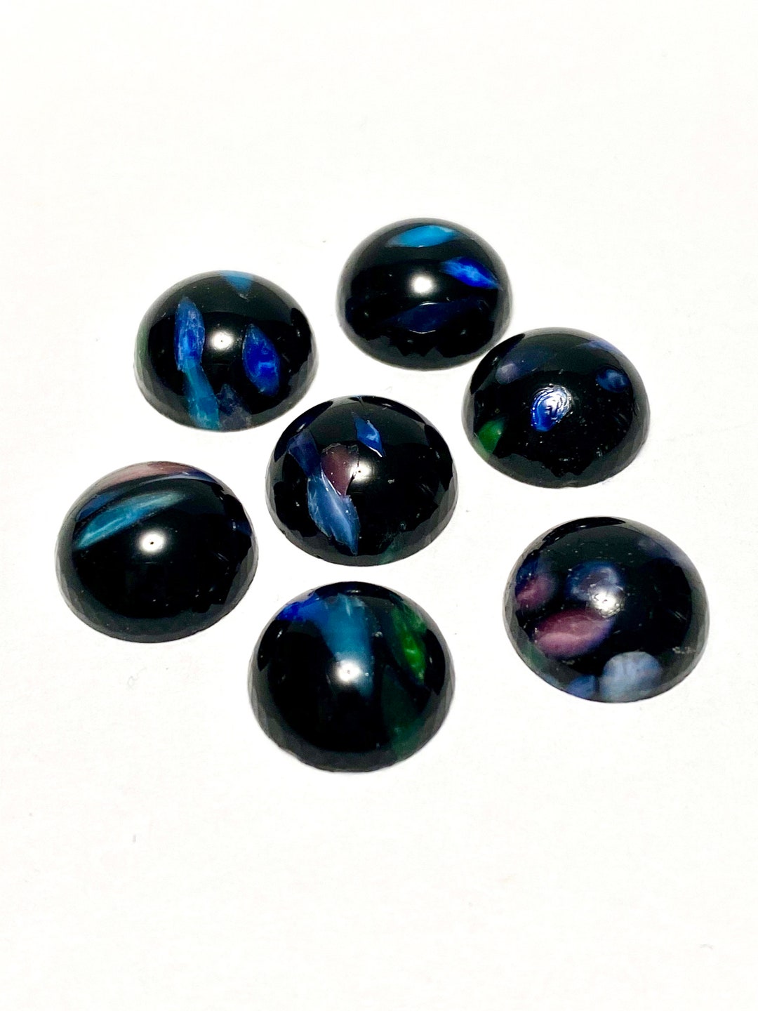 Vintage Round Black Cabochons, Mother of Pearl Cabochon, Mother of ...