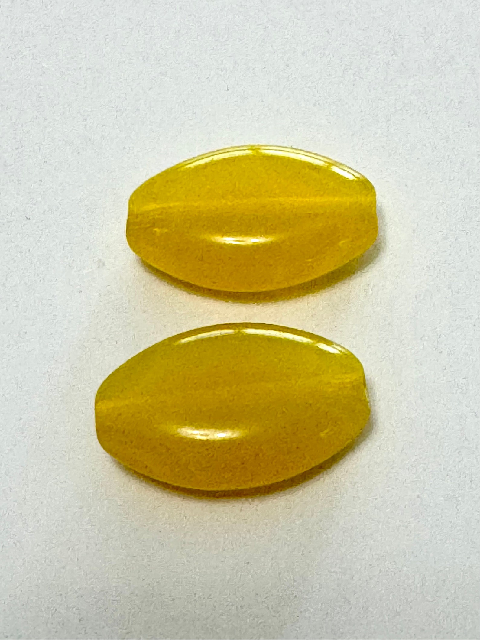 Vintage Yellow Oval Glass Bead, Yellow Glass Bead, Yellow Oval Bead ...