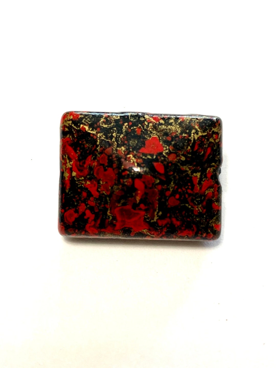 Vintage Rectangle Shaped Black, Red & Gold Lucite Beads, Rectangle ...