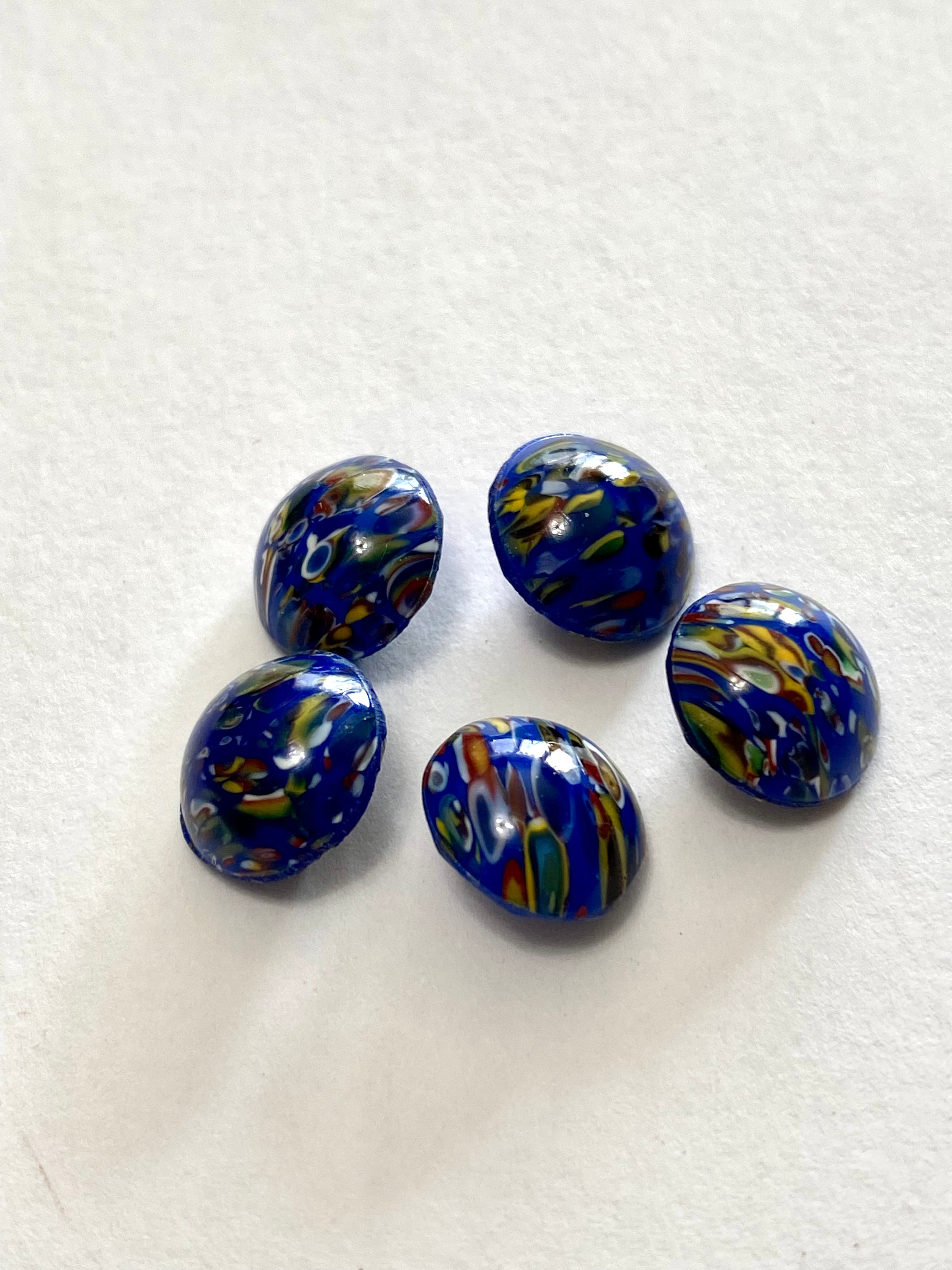 Vintage Royal Blue Round Glass Cabochon, Round Blue Glass Cabochon ...