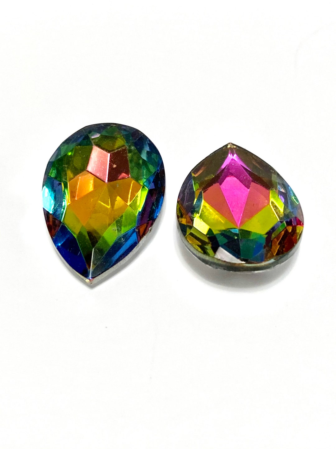 Vintage Multicolored Teardrop Glass Cabochon, Teardrop CAB, Teardrop ...