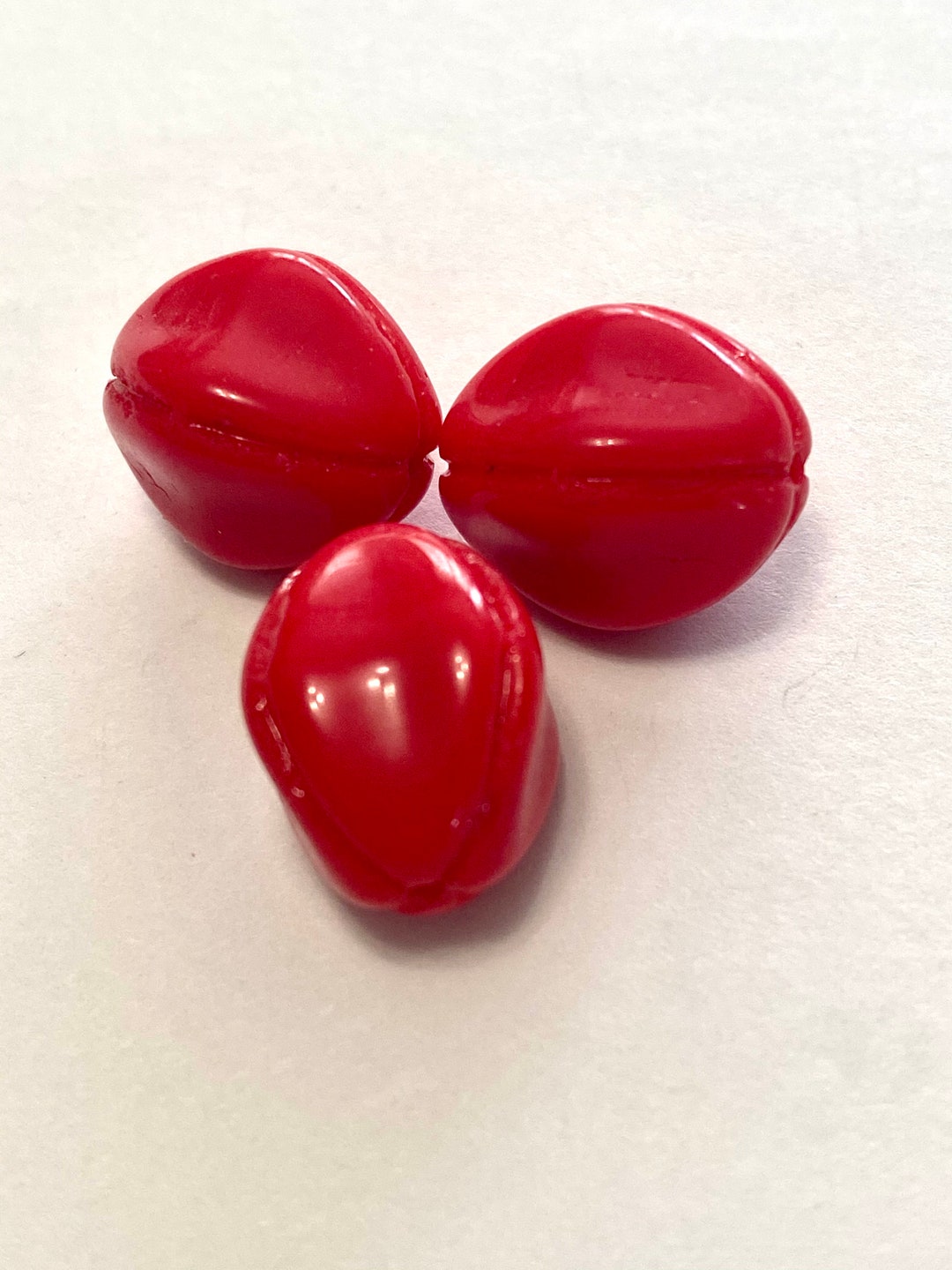 Vintage Red Oval Glass Beads, Red Beads, Red Oval Beads 8 Pieces - Etsy UK
