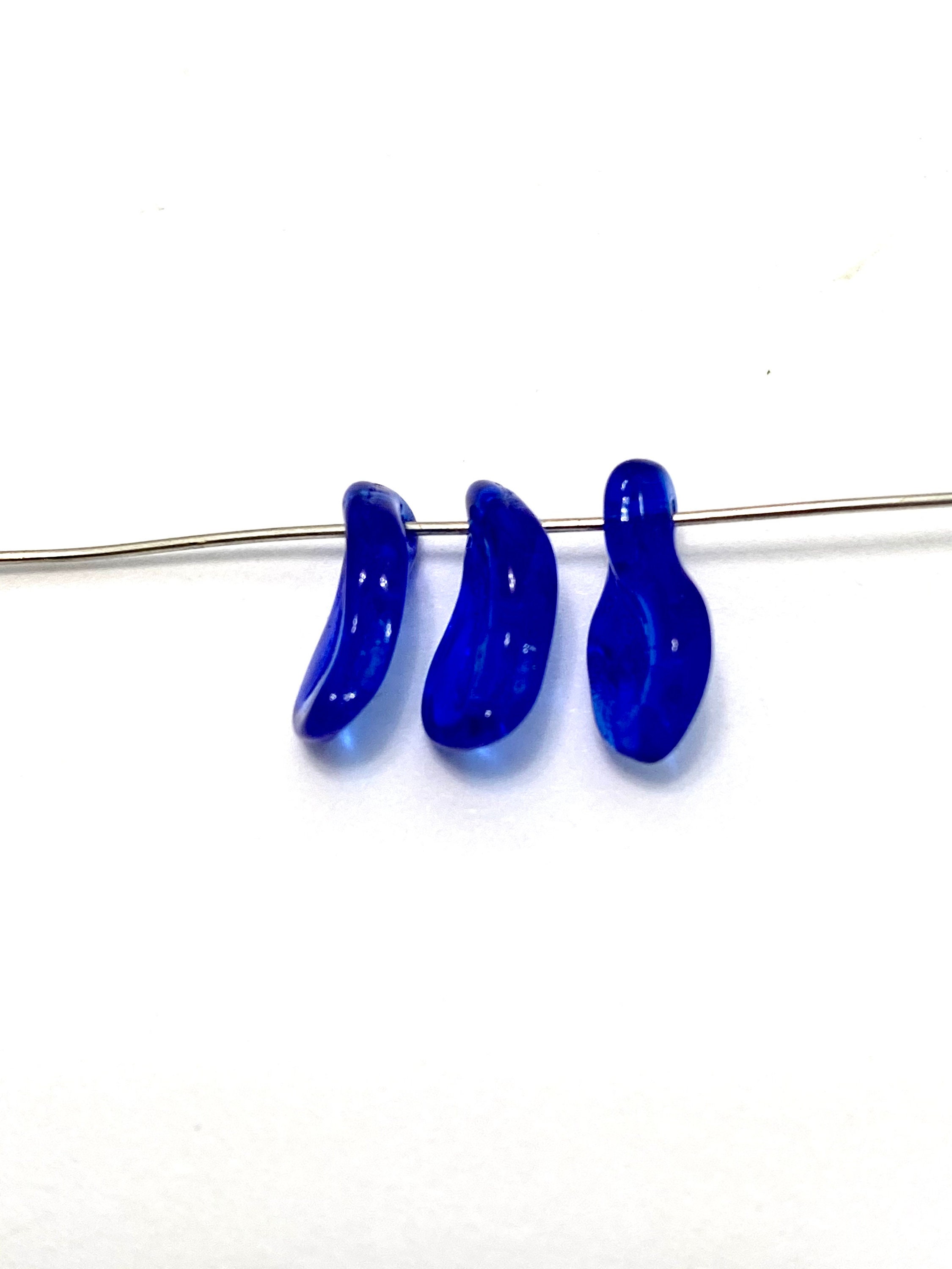 Vintage Royal Blue Glass Beads Blue Glass Beads Blue Wavy Etsy España