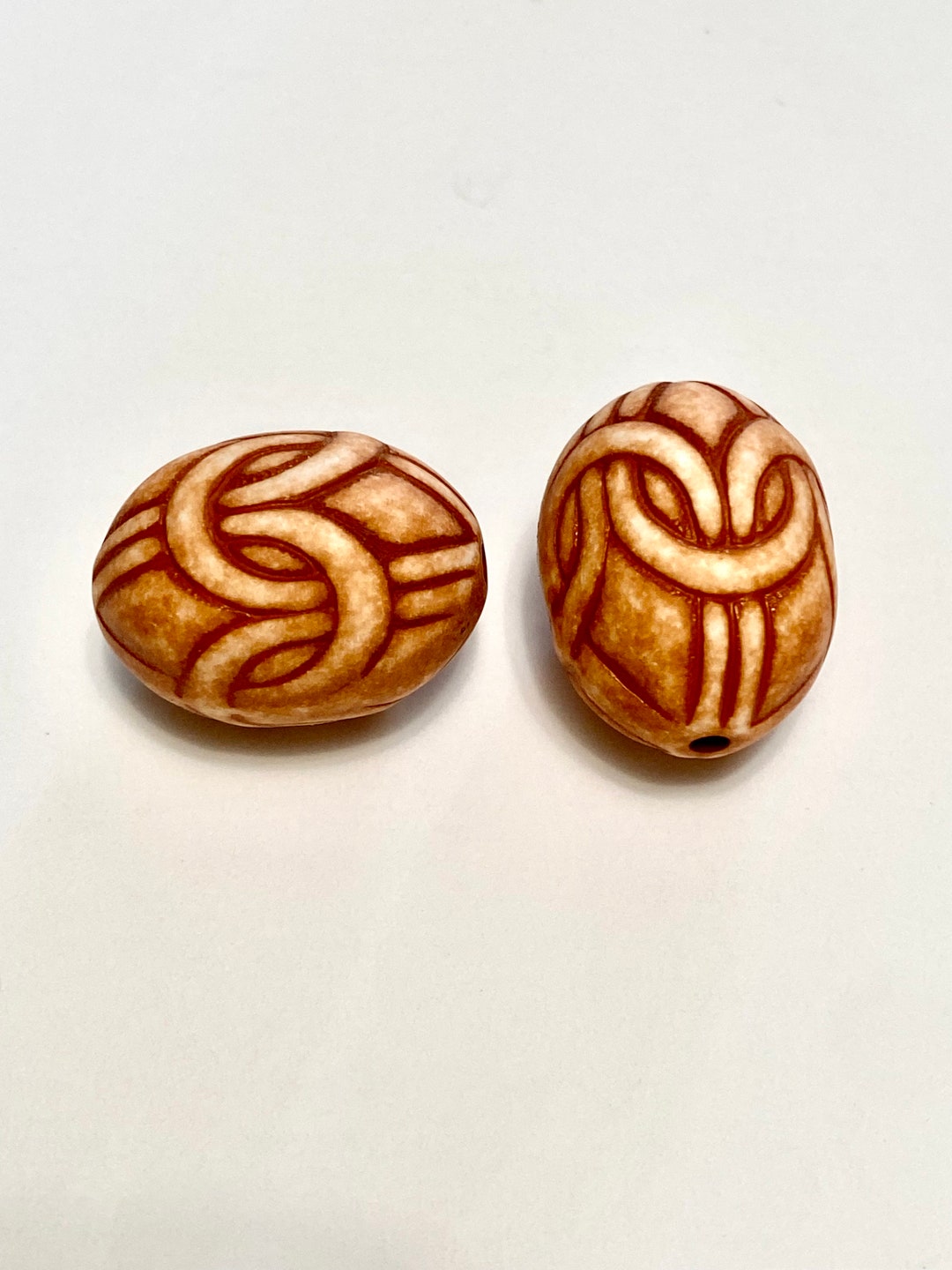 Vintage Brown Lucite Oval Bead, Vintage Brown Resin Bead, Egg Shaped ...