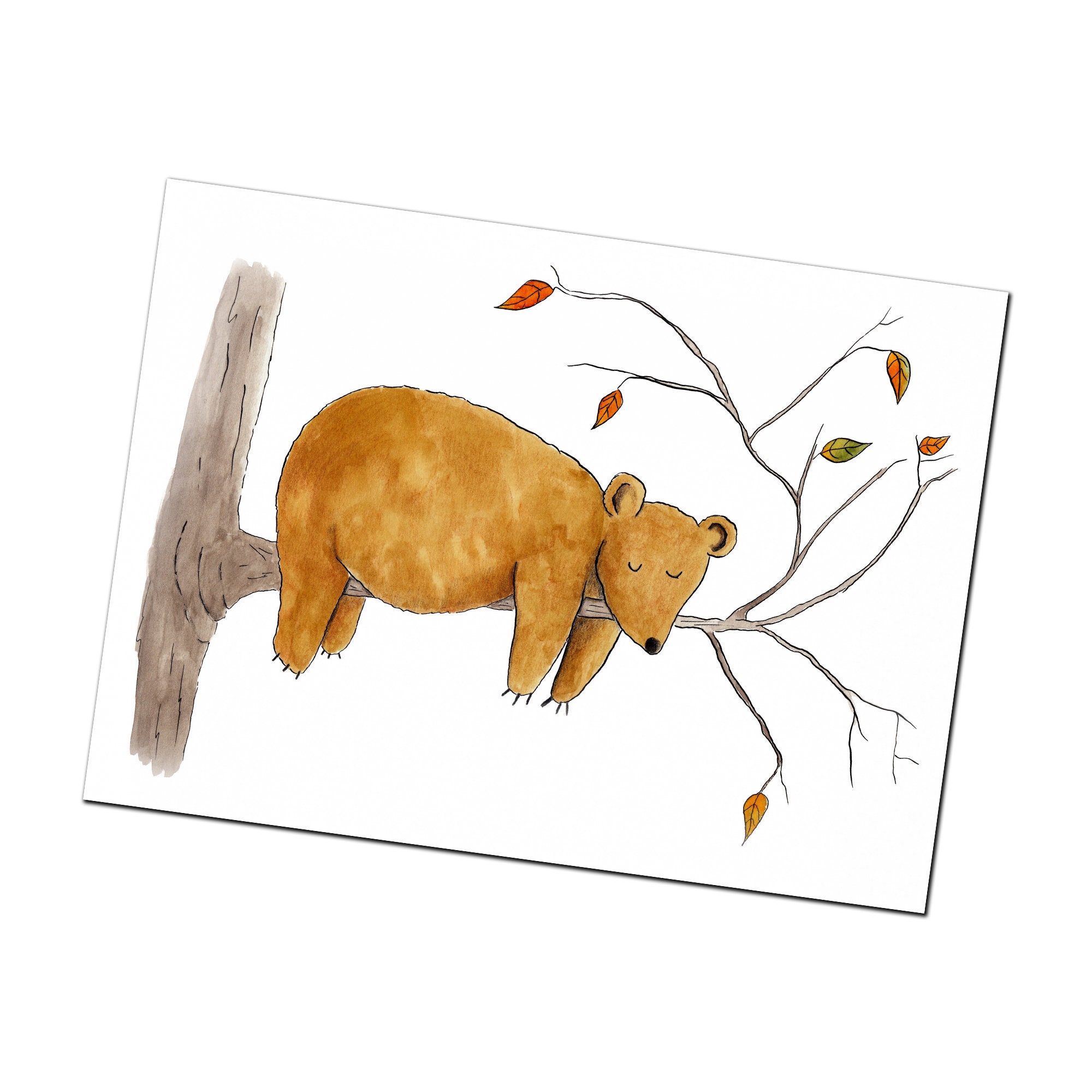 Cute Bear Greetings Card in a Whimsical Design Painted by | Etsy