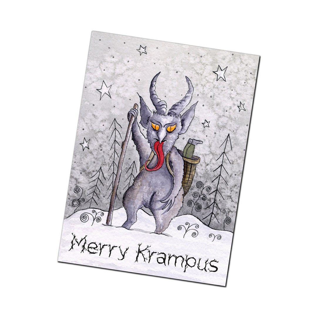 Merry Krampus Christmas Card Illustrated by Kris Miners - Etsy