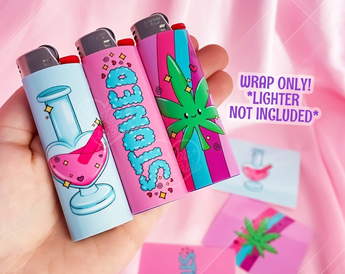Kawaii Stoned Pastel Lighter Sticker Wraps Smoking - Etsy