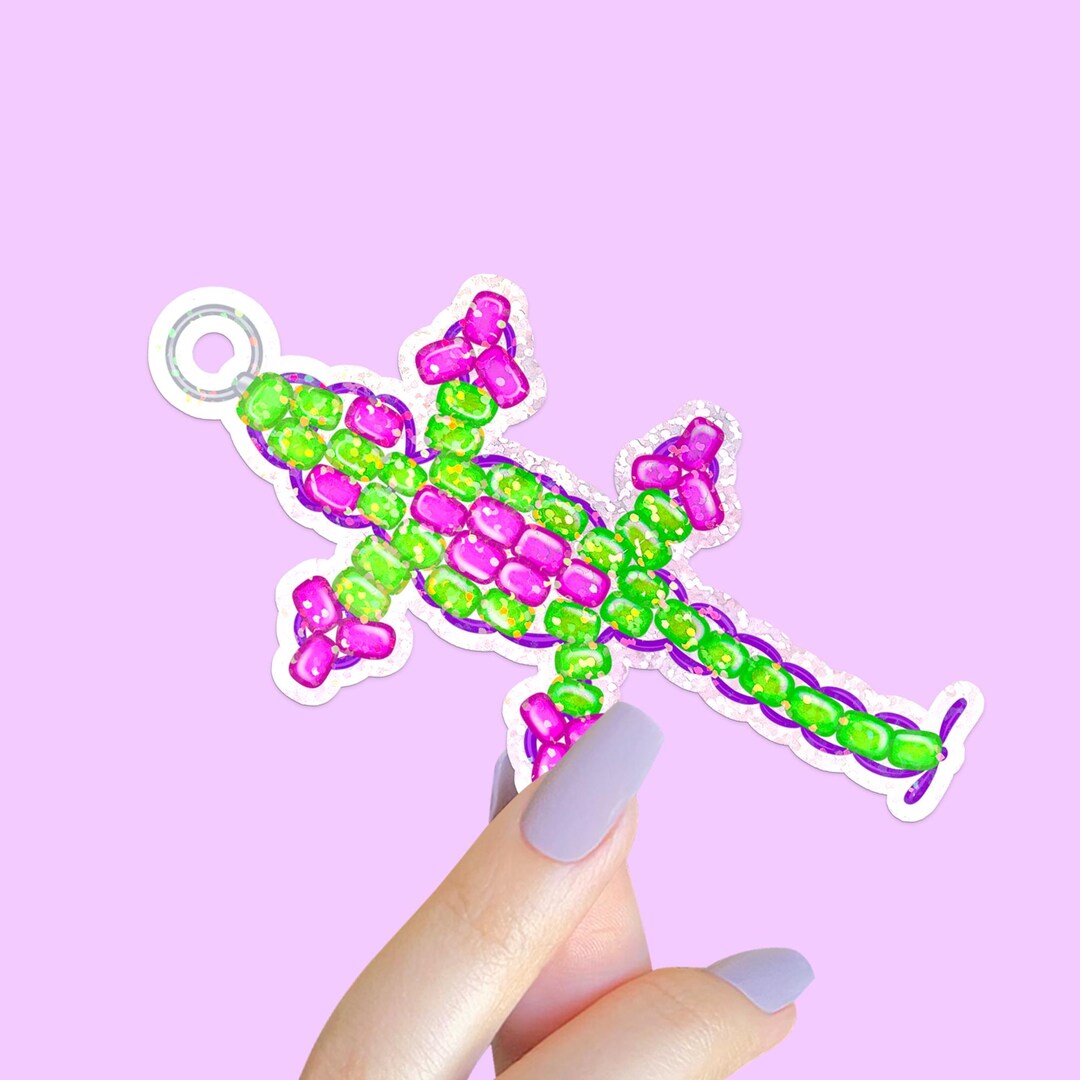 Holographic Bead Lizard Vinyl Die Cut Sticker, Retro Kidcore Aesthetic ...