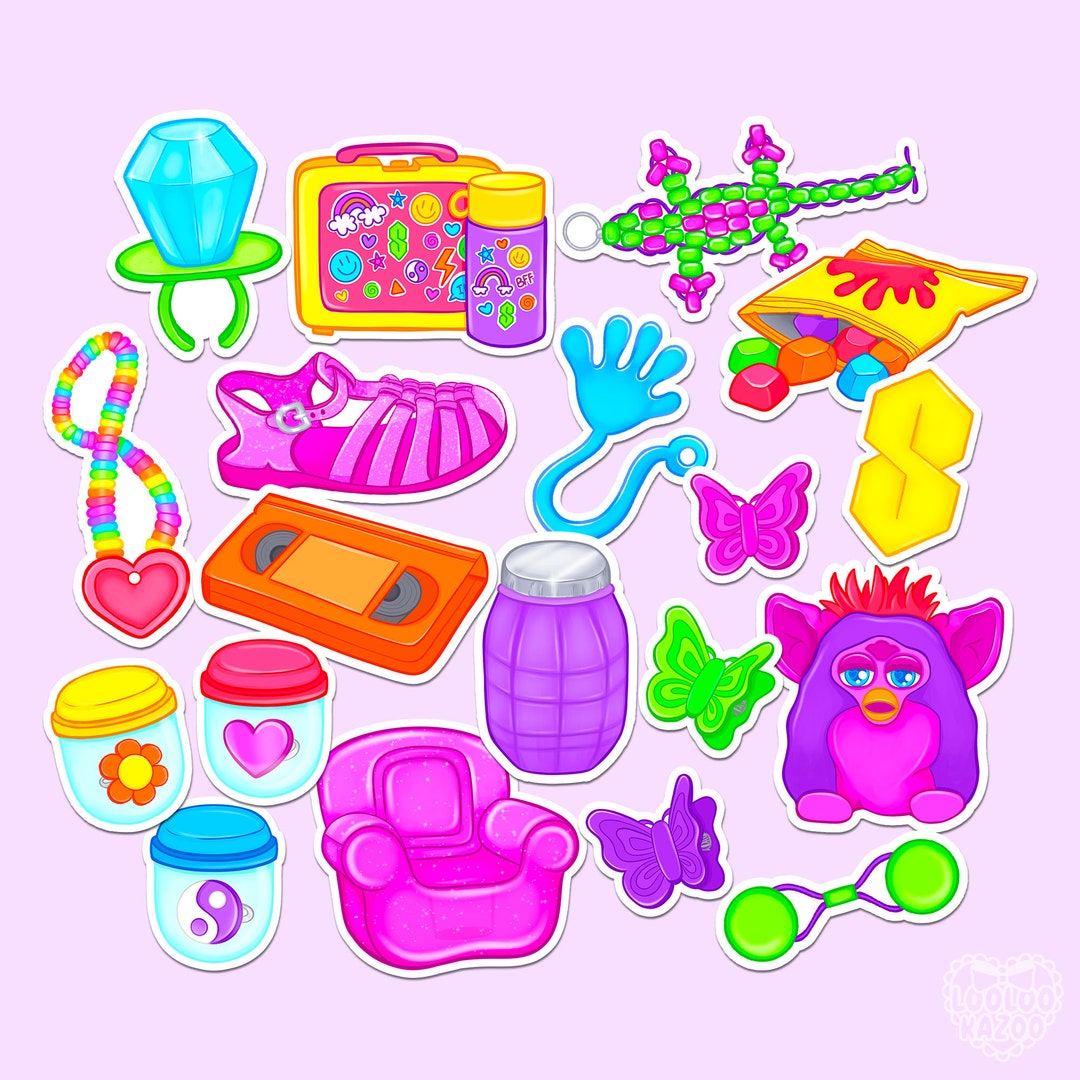 19 Pack 90s Nostalgia Sticker Pack, Holographic or Matte Vinyl Sticker ...