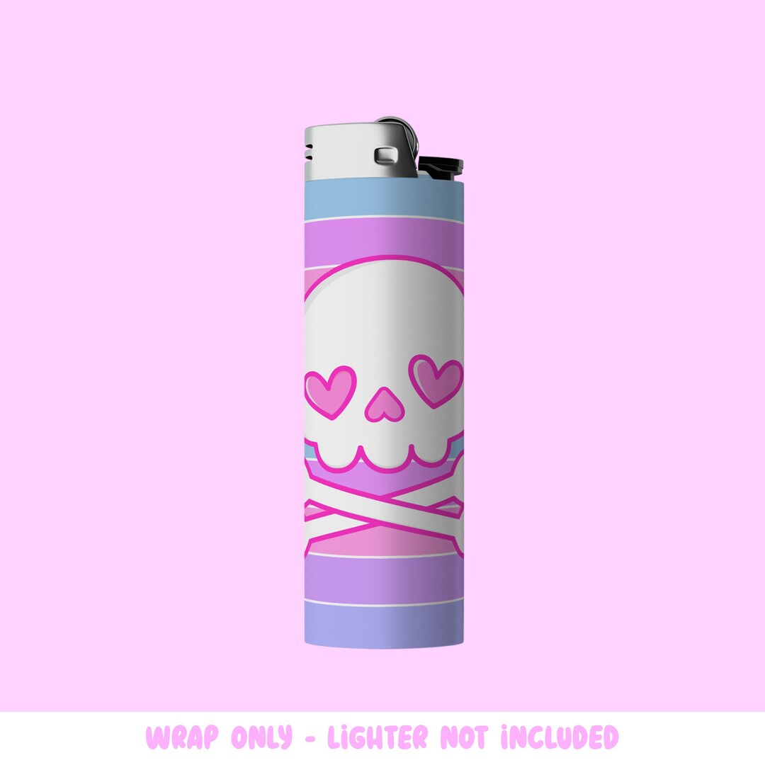 Skull Lighter Sticker Wrap, LIGHTER NOT INCLUDED Girly Smoking ...