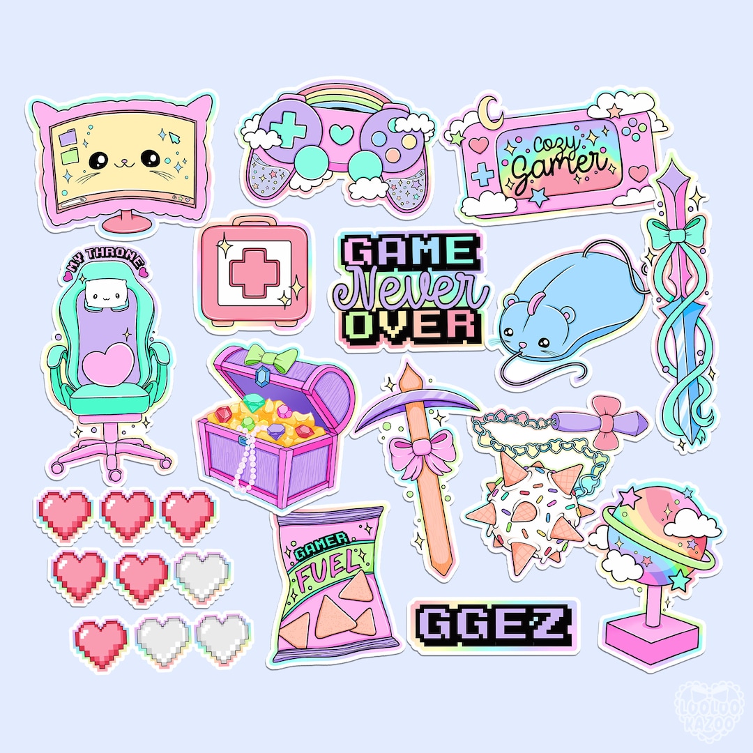 17 Pack Gamer Girl Vinyl Sticker Pack, Holographic or Matte Stickers ...