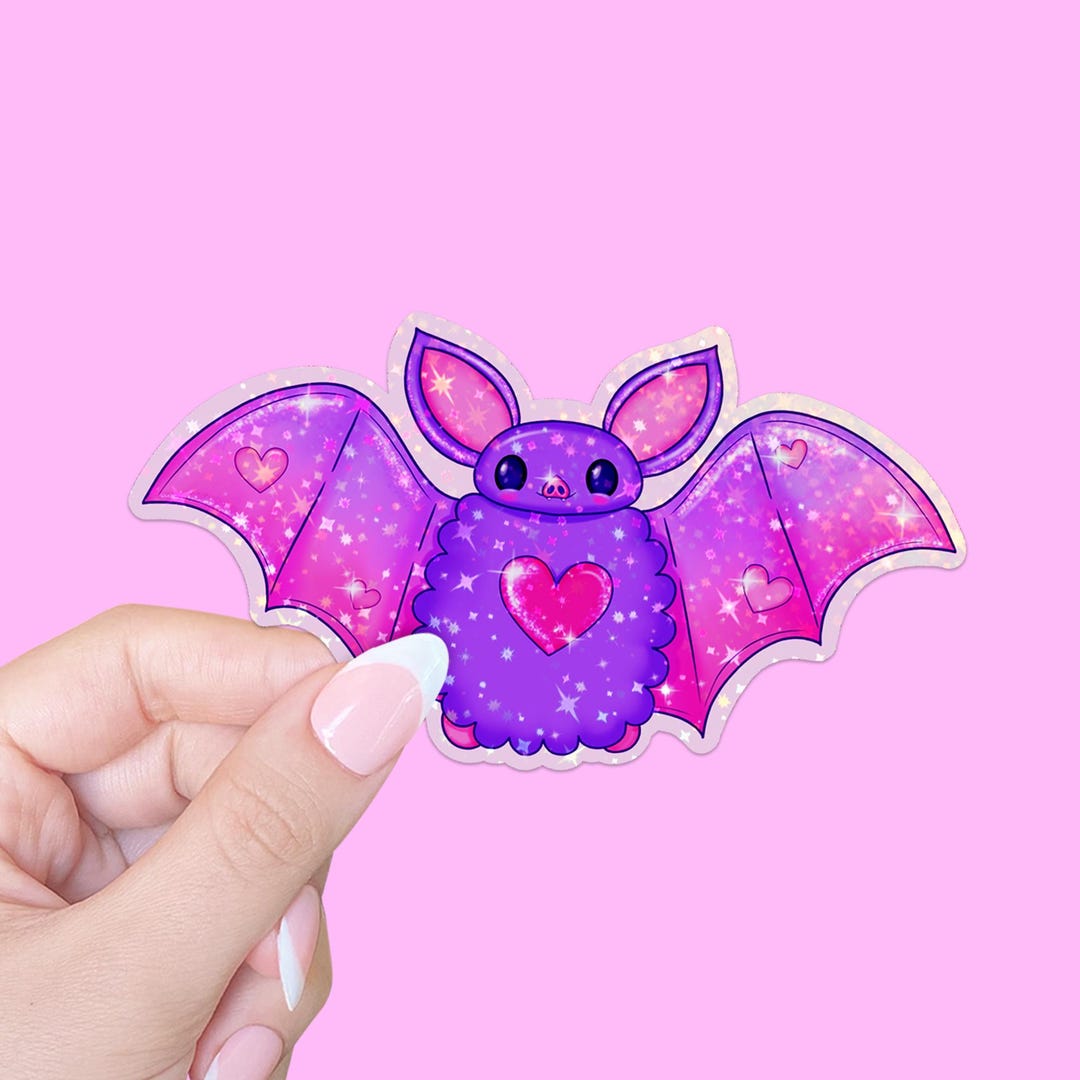 Holographic Bat Die Cut Vinyl Sticker, Cute Kawaii Pastel Goth Decal ...