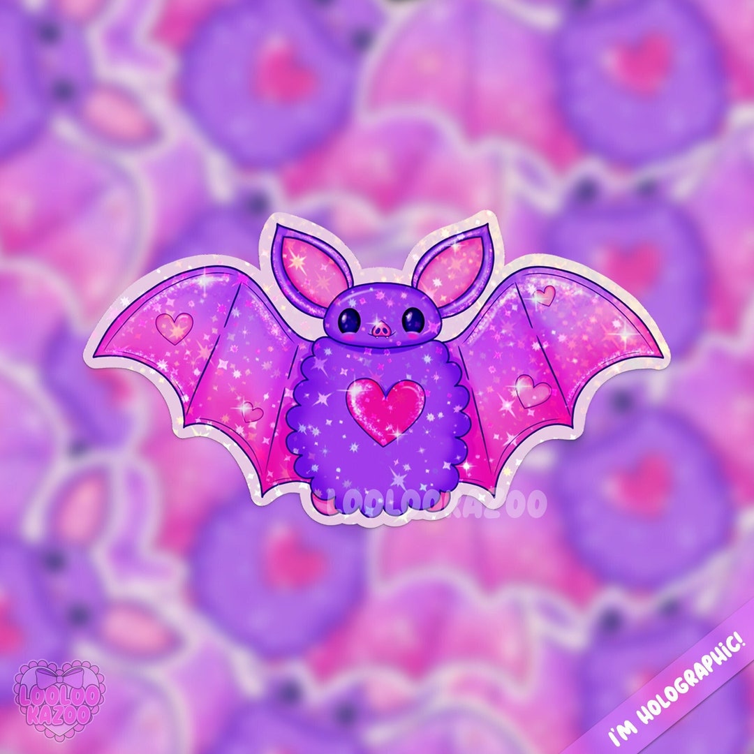 Holographic Bat Die Cut Vinyl Sticker, Cute Kawaii Pastel Goth Decal ...