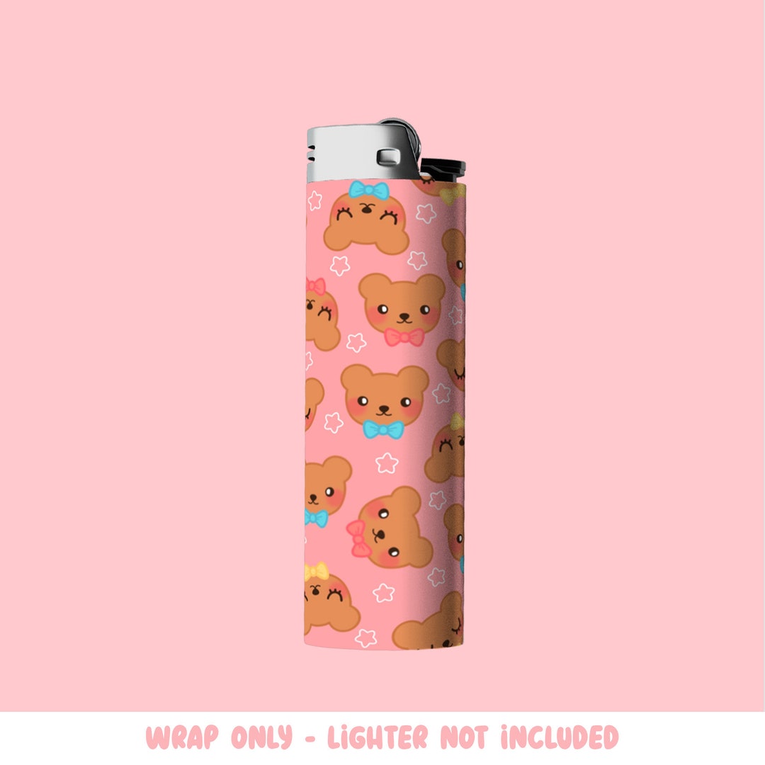 Pink Kawaii Bears Lighter Sticker Wrap, LIGHTER NOT INCLUDED Smoking ...