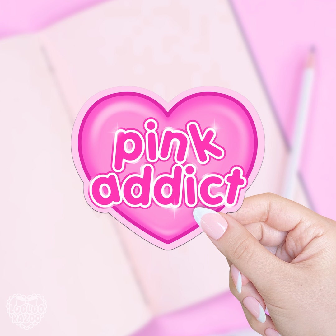 Pink Addict Heart Vinyl Die Cut Sticker, Girly Sticker, Cutecore ...