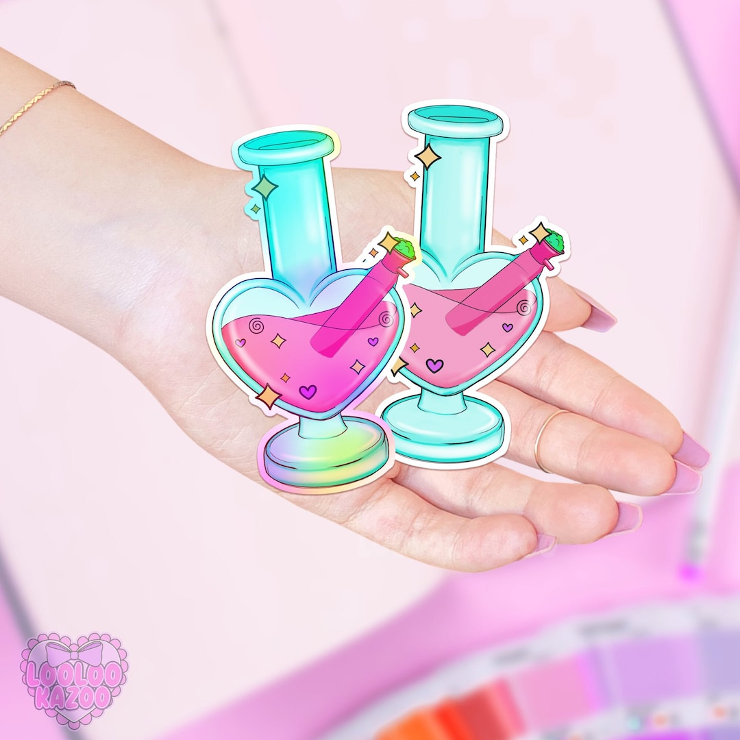 Holographic or Matte Kawaii 420 Bong Vinyl Die Cut Sticker, Kawaii ...