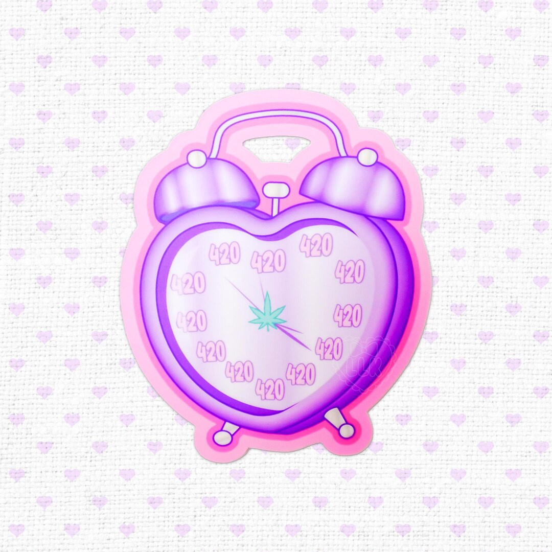 420 Alarm Clock Matte Vinyl Sticker, Kawaii Stoner Girl, Girly Smoking ...