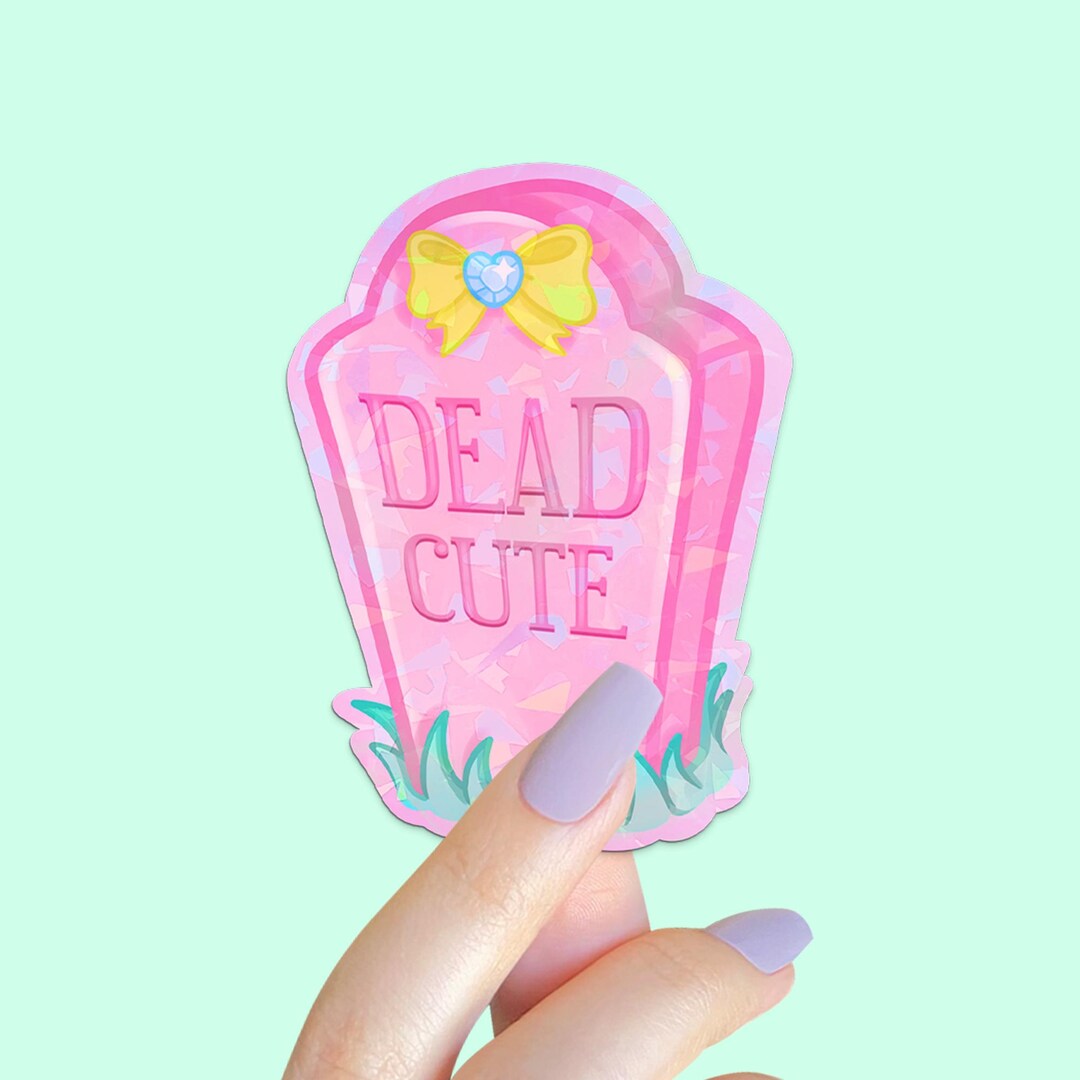 Holographic Dead Cute Gravestone Vinyl Die Cut Sticker, Pastel Goth ...