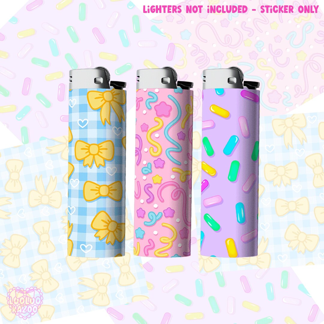 Kawaii Confetti Lighter Sticker Wraps Cute Pastel Smoking - Etsy