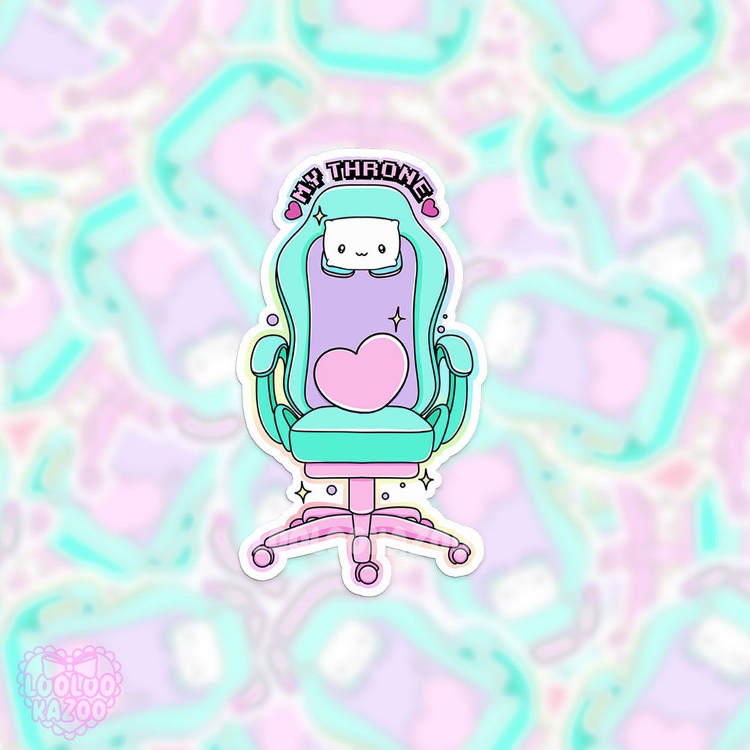 Matte Gaming Chair Vinyl Die Cut Sticker, Cute Gamer Girl Sticker ...